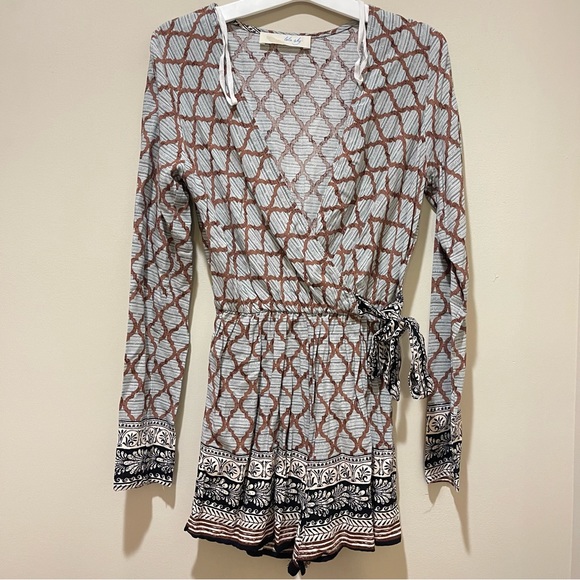lola sky | Pants & Jumpsuits | Lola Sky V Wrap Long Sleeves Romper Shorts Playsuit Small | Poshmark